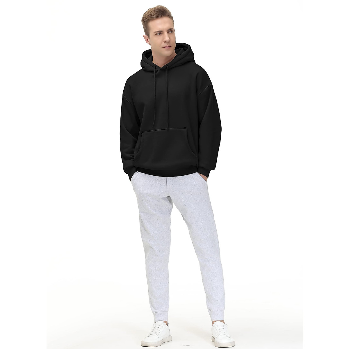 THE GYM PEOPLE Men's Fleece Pullover Hoodie Loose Fit Ultra Soft Hooded Sweatshirt With Pockets Black