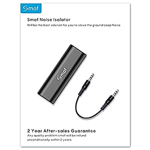 Smof Ground Loop Noise Isolator for Car Audio/Home Stereo System/Speaker/Bluetooth Adapter Receiver/Car Kit (Eliminate The Buzzing Noise Completely) with Jack 3.5mm Audio Cable