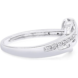 AFFY Sterling Silver Diamond Heart Ring (1/20 cttw, I-J Color, I3 Clarity)