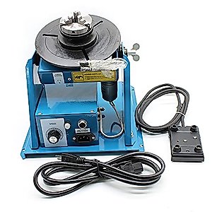 10KG Rotary Welding Positioner Turntable Table,DC24V 20W Mini 2.5" 3 Jaw Lathe Chuck,180mm Diameter Welder Positioner Turntable Machine,0-90°Adjustable Angle