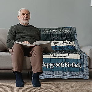 60th Birthday Gift Ideas Blanket, Happy 60th Birthday Gifts for Men Women, 60 Year Old Gifts for Women, 1962 Birthday Gifts for Men, 60 Birthday Gifts for Dad Mom, Birthday Blanket for Women 60"×50"