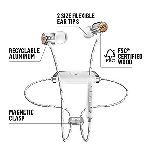 House of Marley Uplift 2 Wireless: Wireless Earphones with Microphone, Bluetooth Connectivity, 10 Hours of Playtime, and Sustainable Materials (Silver)