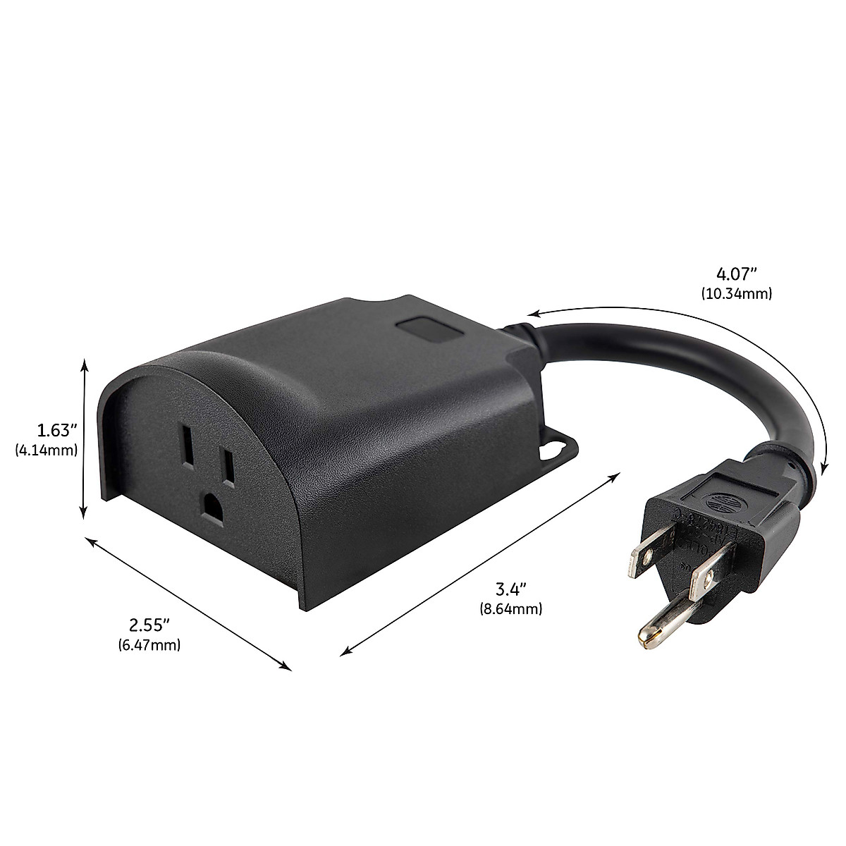 Enbrighten Z-Wave Plus Smart Outdoor Switch, 1-Outlet Plug-In (2nd Gen.), Weather-Resistant, Works with Alexa, Google Assistant, for Landscape & Seasonal Lighting, ZWave Hub Required, 14298,Black