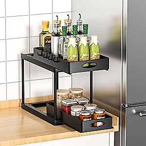 Avaspot Double Sliding Cabinet Organizer Drawer, Under Sink Organizers and Storage 2 Tier Easy Access Slide Out Cabinet Organizer, Bathroom Organizer Under Sink Cabinet Kitchen Organizers and Storage