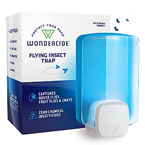 Wondercide - Flying Insect and Fly Trap - Indoor Bug Catcher for Fruit and House Flies, Gnats, Moths, and Mosquitoes - Starter Kit for Home and Kitchen - 1 Plug-in Light and 1 Cartridge