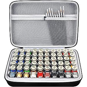 Model Paint Storage Case Compatible with Testors Paint Set, Paints Organizer Carrying Bag Holds 60 Bottles with 9 Fine Detail Miniatures Paint Brushes, Enamel Paint Container- Paint Not Included (Black)