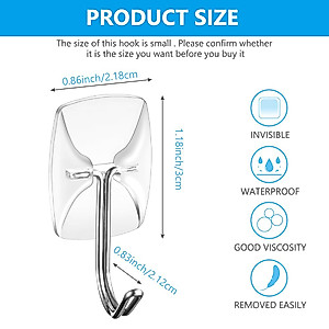 Ainiv Small Wire Toggle Hooks, 16 Clear Wall Hooks with 24 Adhesive Strips, Damage-Free Utility Hooks, No Tools Hanging Hooks Heavy Duty for Home Kitchen Office School Dorm Organizers