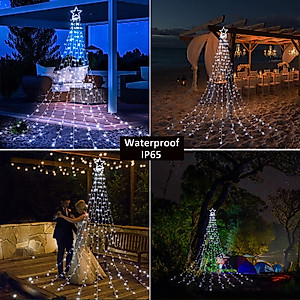 Toodour Solar Lights Outdoor, 317 LED 10ft x 9 Solar Garden Lights with 12" Topper Star, 8 Lighting Modes Waterproof Star Fairy Lights for Garden, Patio, Wedding, Party Decoration (White)