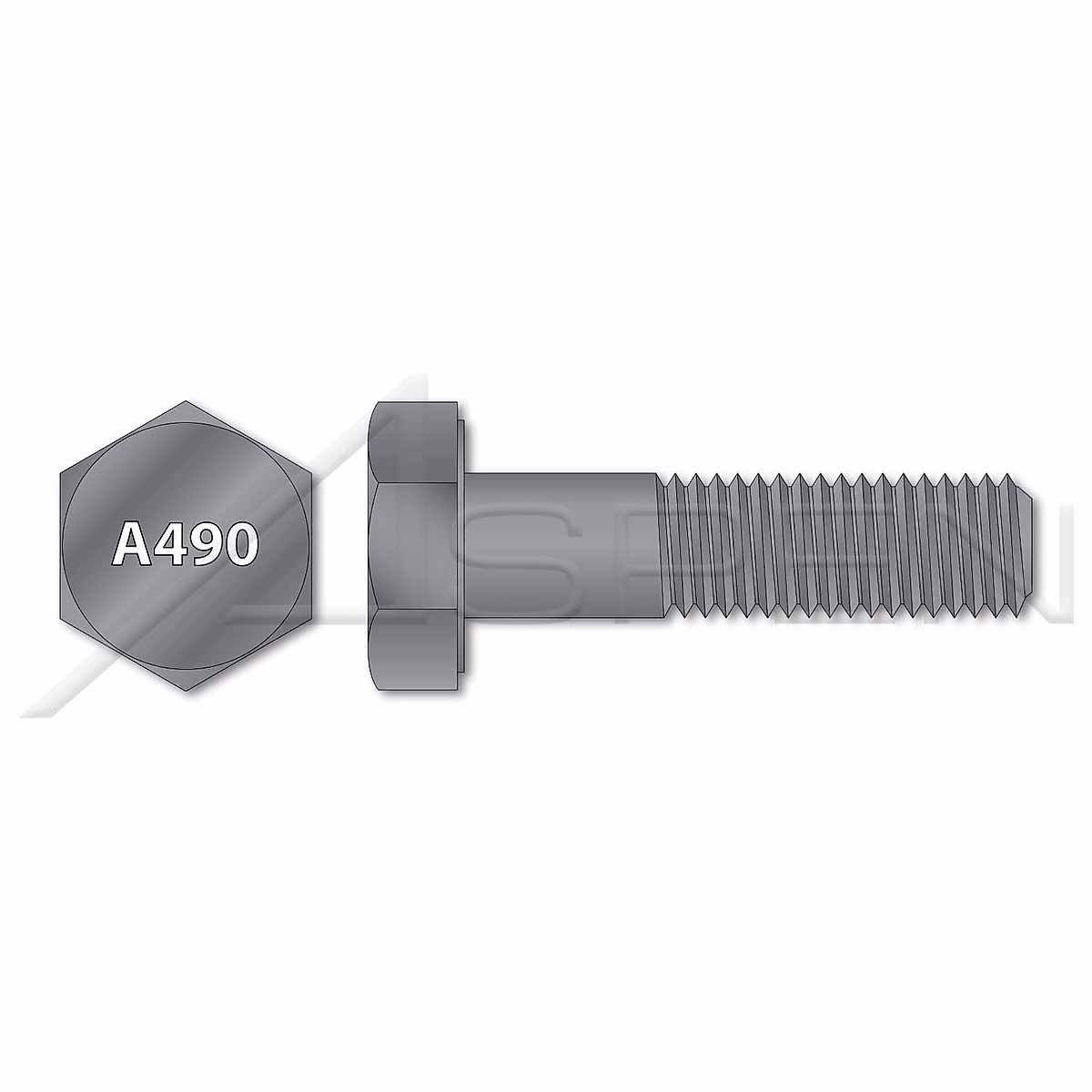 (90 pcs) 1-1/4"-7 X 4-1/2", Heavy Structural Hex Bolts, ASTM A490 Type 1, Steel, Made in U.S.A.