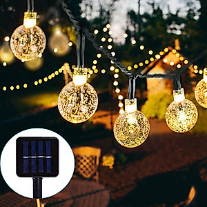 BAOANT Solar String Lights,Solar Patio Lights with 8 Modes,Waterproof Crystal Ball Solar Powered String Lights for Garden,Home Patio,Lawn,Wedding,Party,Christmas Decor (Warm White)