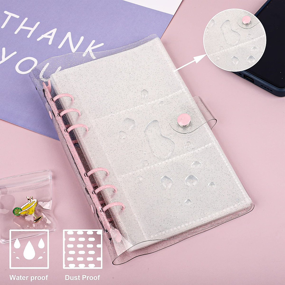 peony man 120 Grids Transparent Jewelry Storage Book Clear Portable Travel Storage Album Jewelry Earring Holder Organizer Anti Oxidation Jewelry Plastic Storage Book with 50 Pieces Small Ziplock Bags