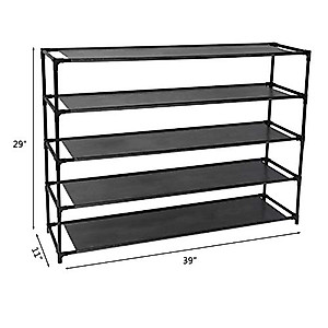 LOPJGH Shoe Racks,39-Inch Super Wide and Extra Large Combined Simple Shoe Rack 5-Tier 30-Pair Shoe Rack Cubby Organizer,Non-Woven Fabric Shoe Storage Cabinet (black)