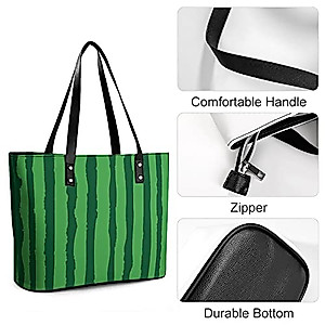 Womens Handbag Watermelon Green Print Leather Tote Bag Top Handle Satchel Bags For Lady