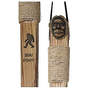 Rustic Axentz Kids Children Wood Walking Trekking Hiking Pole Stick with Twine Grip, Rubber Tip, Wrist Strap, 38", Carved Big Foot