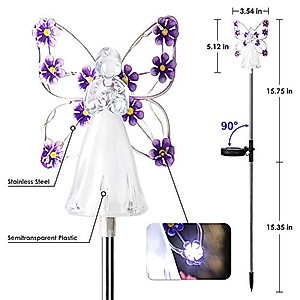 GIGALUMI Solar Angel Garden Stake Lights - 2 Pack Angel Solar Lights Outdoor Garden, Eternal Light Angel with 7 LEDs for Cemetery Grave Decorations, Memorial Gift, Christmas Yard Art, Sympathy Gift