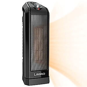 Lasko Oscillating Ceramic Space Heater for Home with Overheat Protection, Thermostat, and 3 Speeds, 15.7 Inches, Black, 1500W, CT16450