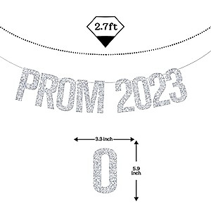 Prom 2023 Banner, Prom Night Decor, 2023 Graduation Decorations, Class of 2023 Grad Party Decorations Supplies Silver Glitter