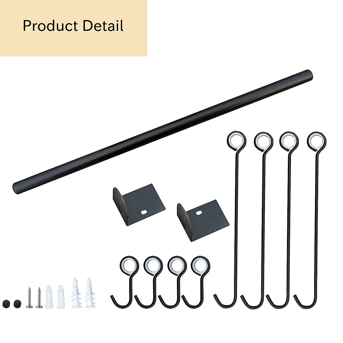 SIMVE Coffee Mug Rack Wall Mounted,Modern Hanging Tea Cup Holder,Metal 15.7" Rail with 8 Utensil Hooks,Rustic Storage Hanger for Cafe Bar,Dining,Corner Nook,Matte Black