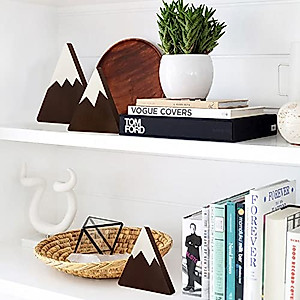 Huray Rayho Mountain Wooden Signs Wood Mountain Wall Art Farmhouse Decorations Shelf Sitter Office Desk Decors Snowy Mountains Cutouts Table Stands Kitchen Tiered Tray Ornaments, Set of 3