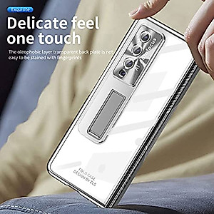 EAXER for Samsung Galaxy Z Fold 3 Case, Full Coverage Protection Plating Hinge Stand with S-Pen Anti-Drop Case Cover (Silver)
