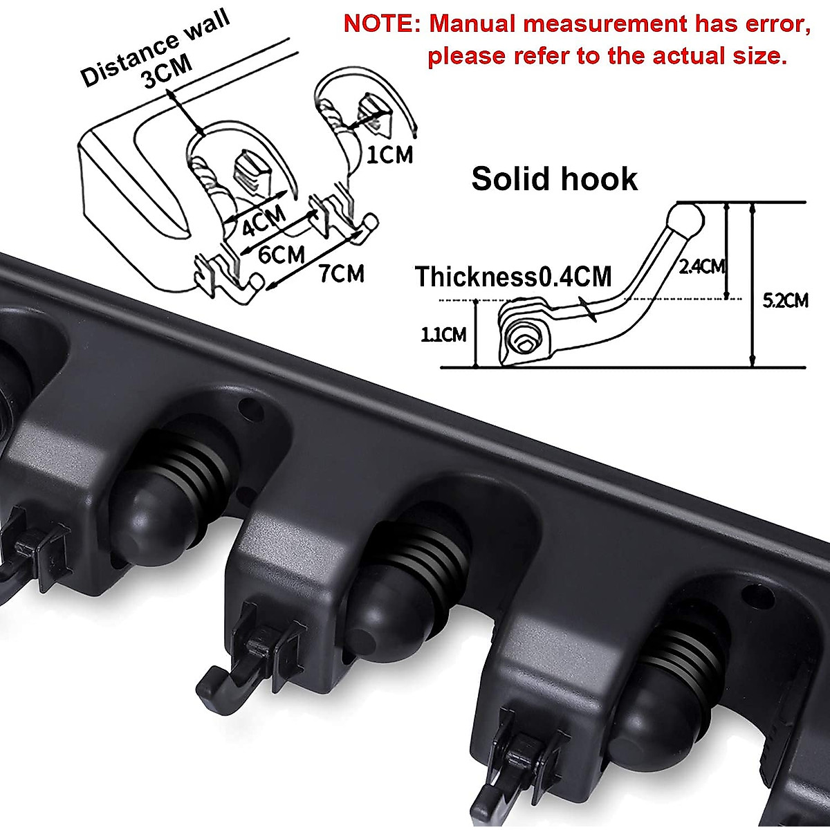 HYRIXDIRECT Broom Holder Wall Mount Broom Organizer Mop Holder Hanger Garden Tool Organizers Storage Rack Garage Laundry Room Organizations and Storage with Hooks Heavy Duty