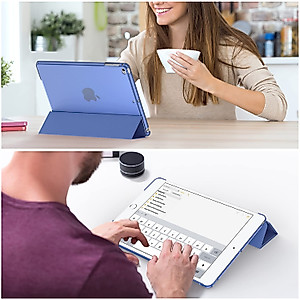 Soke Case for iPad 6th/5th Generation 2018/2017, [Slim Trifold Stand + Auto Wake/Sleep], Premium Protective Hard PC Back Cover for Apple 9.7-Inch iPad Air 2 & Air 1 (Navy)