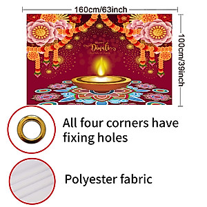 Happy Diwali Backdrop Banner Festival of Lights Diwali Decorations Party Supplies, Deepavali Background Banner for Photo Backdrop
