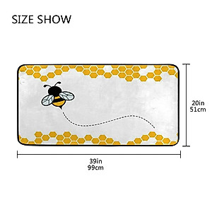 Long Kitchen Rugs Non Slip Washable Bath Mat Kitchen Runner Rug Honey Bumble Bee Hive Cute Cartoon Water Absorption Quick Drying Anti Fatigue Comfort Flooring Carpet 39 x 20 inch