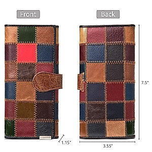 EutDett Patchwork Wallet Women Genuine Leather Purse Multicolor Quilted Diamond Wallet Stitch Ladies Wallet