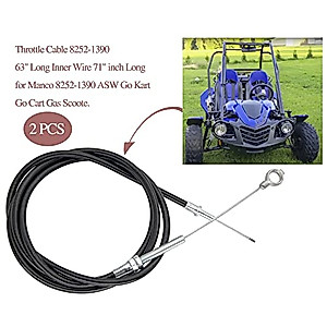 Throttle Cable 8252-1390 Universal Casing 63" Long Inner Wire 71" inch Long for Manco 8252-1390 ASW Go Kart Go Cart Gas Scoote 2Pcs