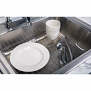 Kitchen Details Chrome Sink Protector | Large | Self Draining | Rust Resistant | Wire Grid | Prevents Sliding | Kitchen Sink Accessories
