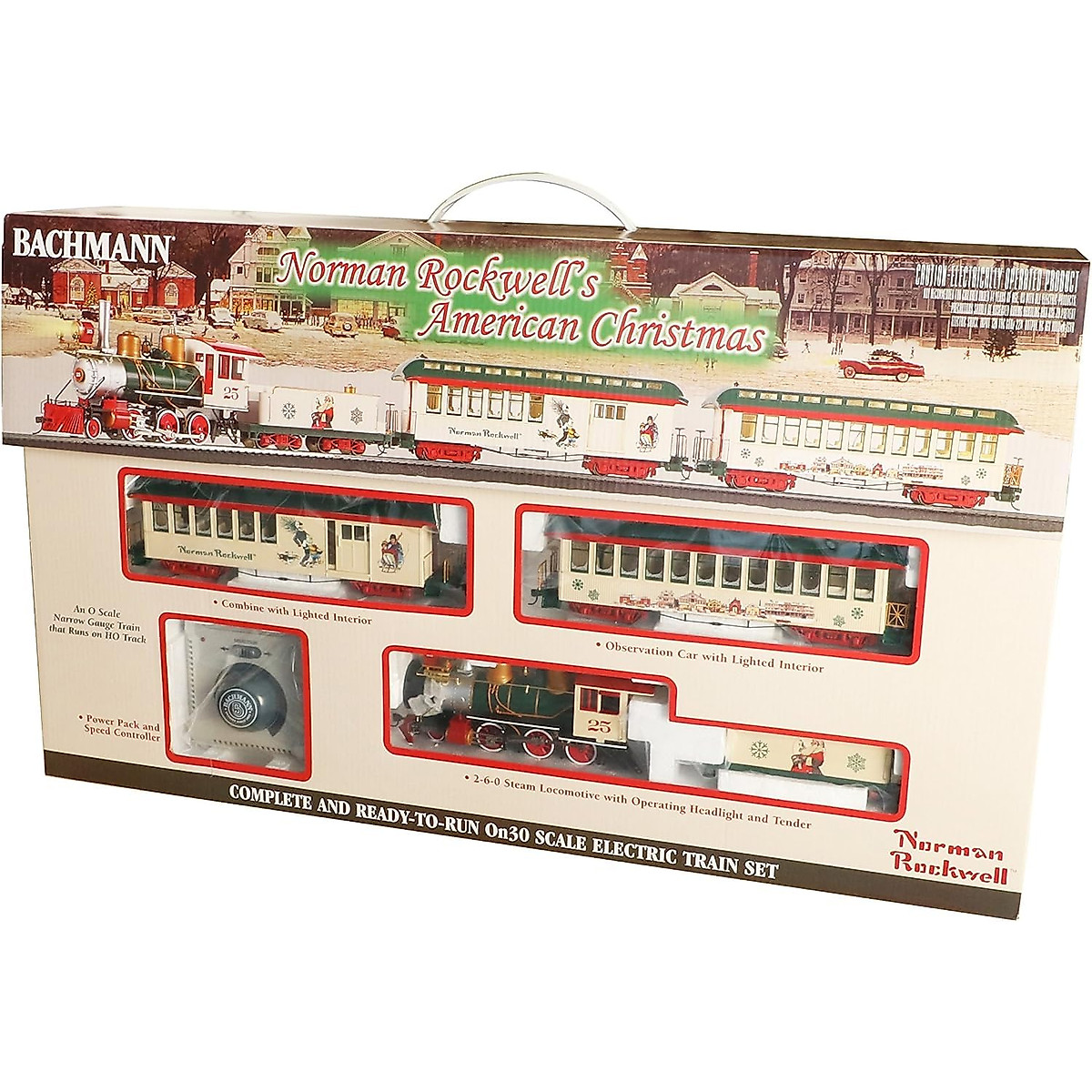 Bachmann Trains - Norman Rockwell's American Christmas Ready To Run Electric Train Set - On30 Scale - Runs on HO Track