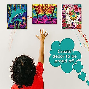 3 Pack Paint by Numbers for Kids Ages 8-12, Pre-Drawn Canvas Painting, Includes 8x10 inch Framed Canvas with 18 Acrylic Paints, 5 Brushes for Kids, Perfect Creative Gifts & Arts and Crafts for Teens.