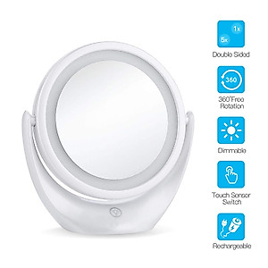 FQYYDD Illuminated Makeup Mirror Usb Rechargeable Makeup Lamp Mirror Double-Sided Mirror