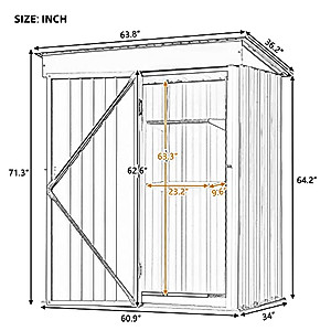 Tensun 5.3' x 2.8' x 6'Garden Shed with Ground Base, Metal Lean-to Storage Shed with Adjustable Shelf and Lockable Door, Tool Cabinet for Backyard, Lawn, Garden, Grey