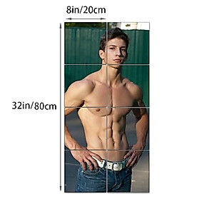 LTENG Frameless Glass Mirrors, Full Length Mirror Tiles 8PCS (8" X 8"),Large Wall for Gym,Bedroom,Door,Bathroom