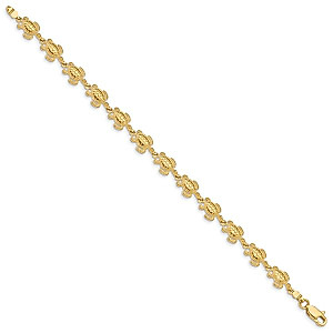 IceCarats 14K Yellow Gold Sea Turtle Chain Charm Bracelet