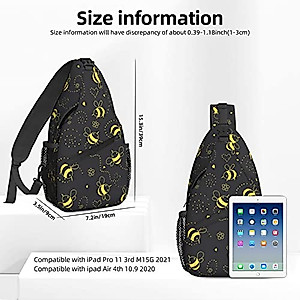 FeHuew Women Doodle Bee Black Cute Pattern Crossbody Sling Backpack for Men Chest Bag Shoulder Bag Lightweight One Strap Backpack Travel Outdoor Daypack