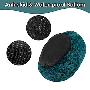 SlowTon Calming Dog Bed for Small Dogs Cats, Donut Cuddler Cozy Warm Anti-Anxiety Dog Cat Cushion Mat, Ultra Soft Fluffy Plush Round Pet Pillow Non-Slip Bottom Machine Washable(Teal,X-Small 20")