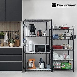Fencer Wire NSF Commercial Heavy Duty Wire Shelving w/Wheels, Leveling Feet & Liners, Kitchen Storage Shelf, Garage Shelving Storage, Utility Wire Rack Storage Shelves, w/Liner, 36 x 18 x 76 5-Tier