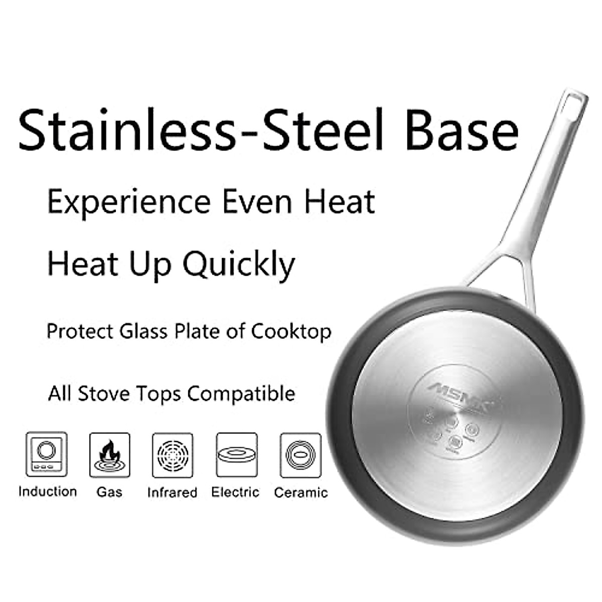 MSMK 11 Piece Induction Pots and Pans Cookware Set, Each Ridge Nonstick, Oven Safe to 700 ℉, PFOA Free Non-Toxic