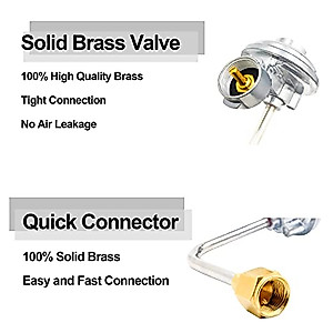 Camping Stove Regulator with 3/8" Female Flare Nut, 1lb to 20lb Propane Adapter, Camping Grill Stove Parts for Heaters, Smokers, Cooker, Fire Pit, Burner, Smokers, Fryers