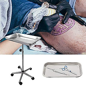 Tattoo Stainless Steel Tray - Yuelong 2 Pack 13.5'' X 10'' Stainless Steel Tattoo Trays Dental Medical Tray Piercing Instrument Tray Flat for Tattoo Supplies Tattoo Kits