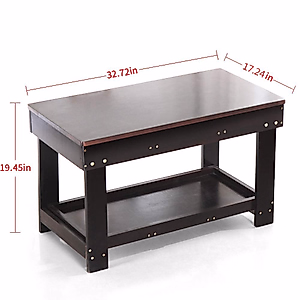 YouHi Kids Activity Table with Board for Bricks Activity Play Table (Dark Brown)