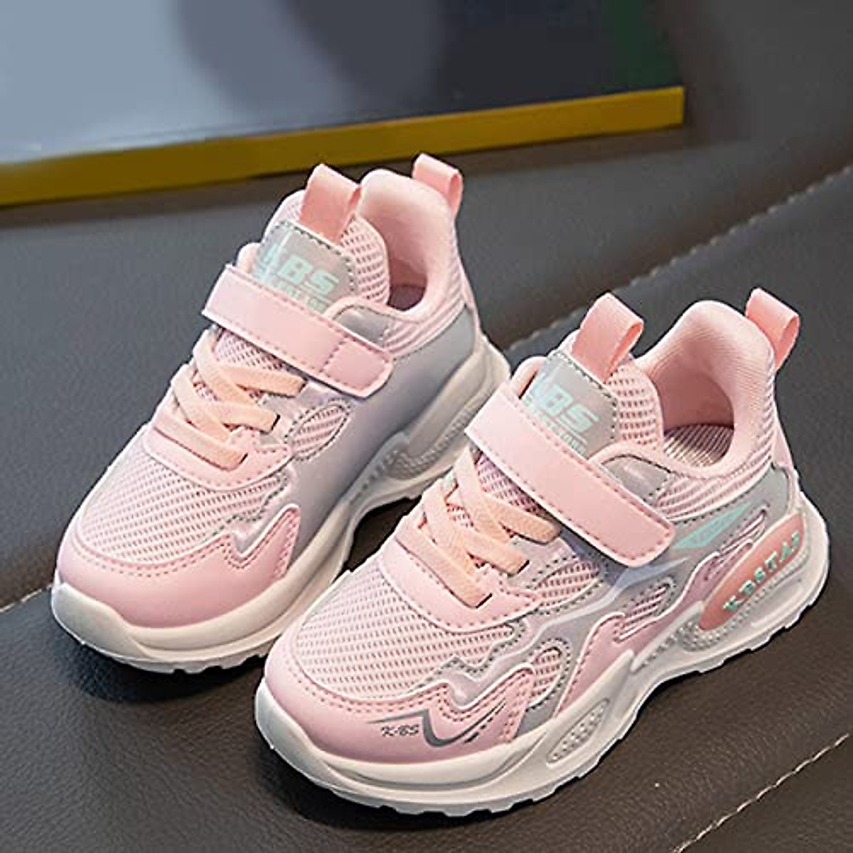 Mercatoo Fashion All Seasons Children Sports Girls Flat Lightweight Mesh Breathable and Comfortable Solid Lace Up Hook Loop Casual Style Size 4 Toddler Shoes (Pink, 4.5-5 Years Toddler)