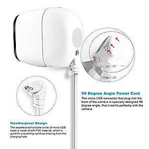 10 Feet Weatherproof Arlo Outdoor Power Adapter for Arlo Pro, Taken Power Cable and Quick Charge 3.0 Charging Adapter Compatible with Arlo Pro, Arlo Pro 2, Arlo Go, 1 Set, White