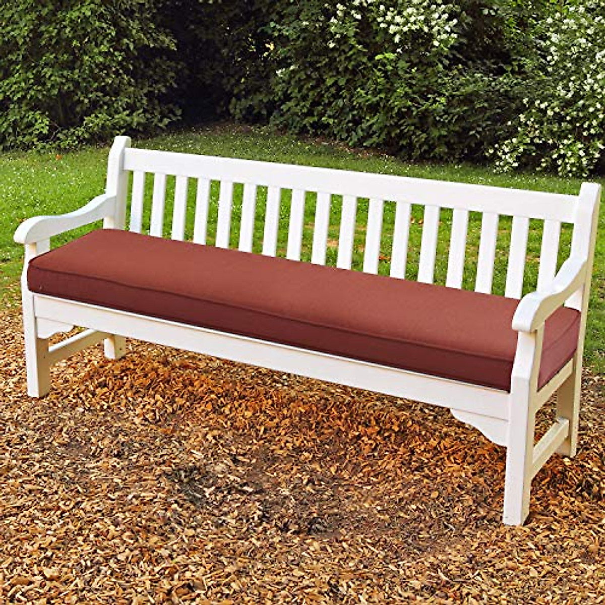 Patio Furniture Outdoor Bench Cushion Olefin Fabric Slipcover Sponge Foam 46.5” x 17.5” x 3” - Red Color