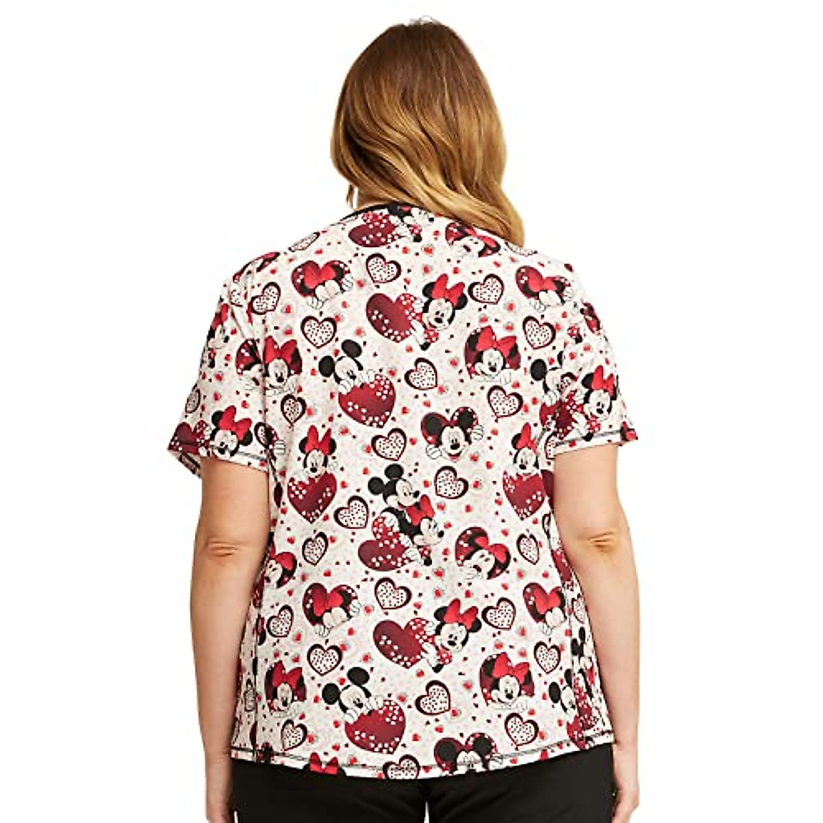 Tooniforms Women Scrubs Top V-Neck Print TF783, L, Hearts To You
