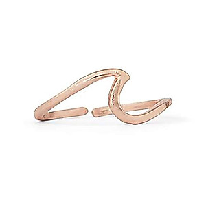 Pura Vida Rose Gold-Plated Wave Toe Ring - Brass Base Design - Adjustable Open Ends, One Size