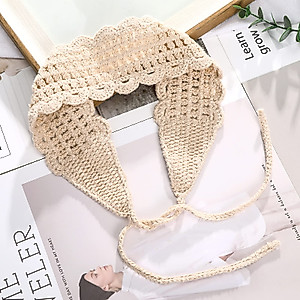 CHLINS Hairband, 3PCS Crochet Headband Women Floral Hairband - Elastic Handmade Crochet Head Wrap Bohemian knit Headband for Women and Girls(Rainbow, Beige, Dark Coffee)